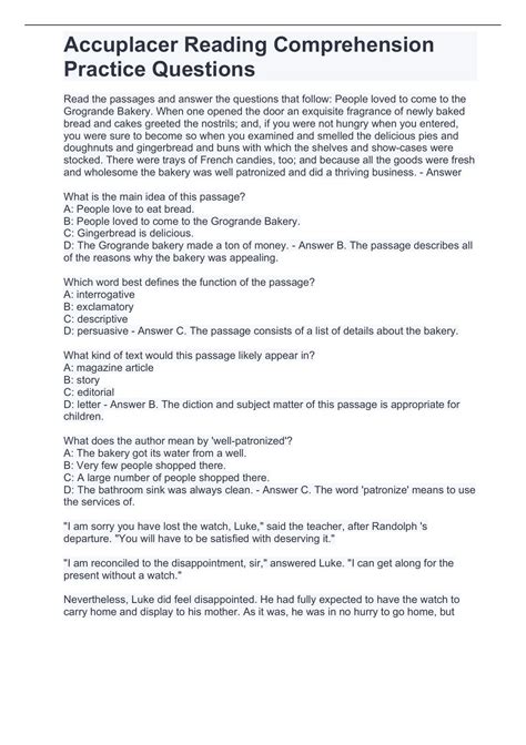 Accuplacer Reading Comprehension Practice Questions And Answers 2022
