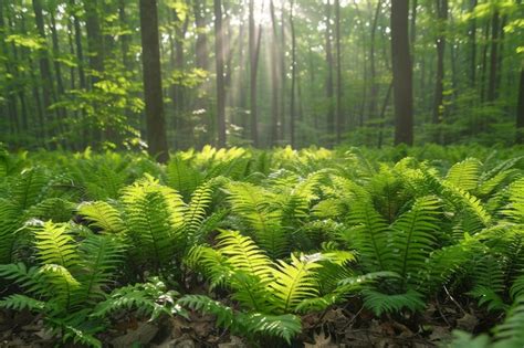 Premium Photo Sunlight Streaming Through A Vibrant Green Forest