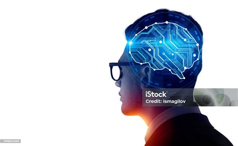 두뇌 홀로그램 회로 및 라인을 가진 사업가 프로파일 비웃다 사람들에 대한 스톡 사진 및 기타 이미지 사람들 측면 보기 회로판 Istock