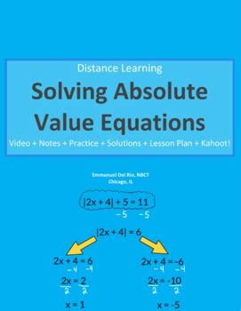 Solving Absolute Value Equations Distance Learning By Del Rio