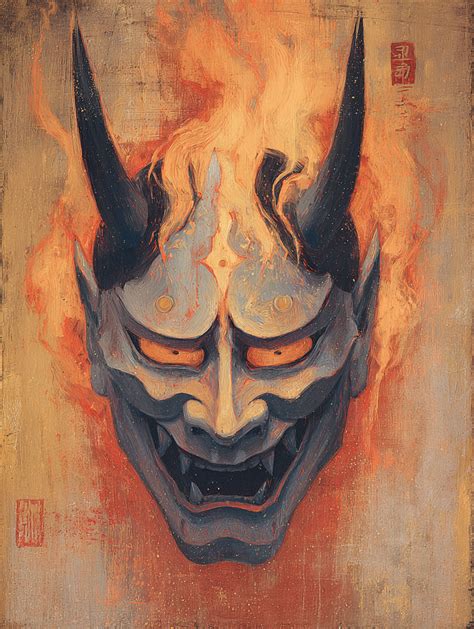 Noh Theater Hannya Mask Japanese Dragon Tattoos Ilustration Art