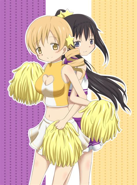 Safebooru 2girls Akemi Homura Black Hair Blonde Hair Breasts