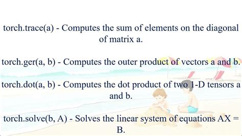 Pytorch Linear Algebra Operations Song Youtube