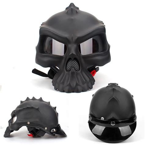 Motorcycle Skull Helmet Street Racing Half Face Helmets With Visor Ebay