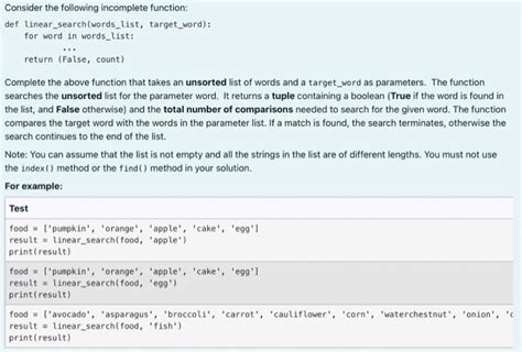 Solved Consider The Following Incomplete Function Def