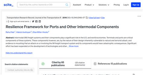 Resilience Framework For Ports And Other Intermodal Components Resilience Framework For Ports And Other Intermodal Components