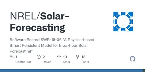 Github Nrelsolar Forecasting Software Record Swr 18 36 A Physics