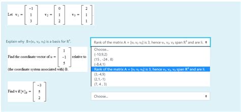 solved 1 0 2 let vi 1 1 v3 3 2 1 explain why b v1 v2