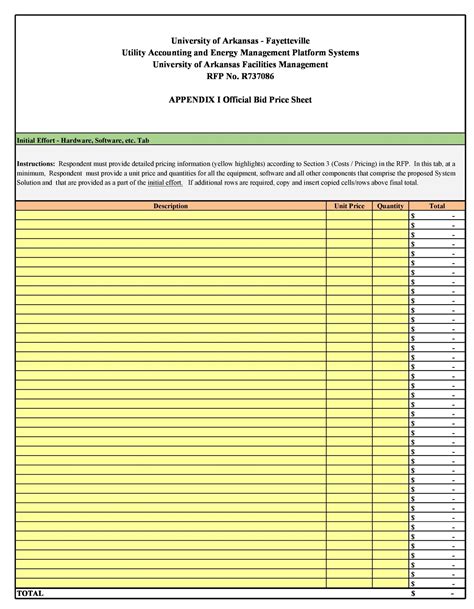 Price Sheet Templates