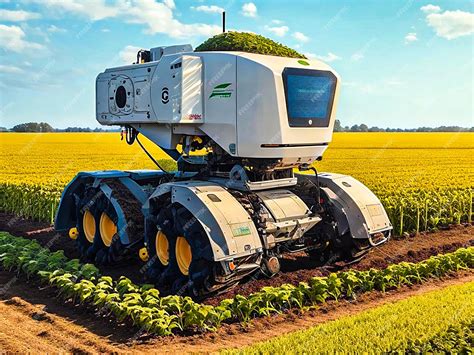 Premium Ai Image An Ai Powered Agricultural Robot Tending To Crops