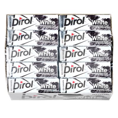 жевательная резинка Дирол White уголь-мята 1 уп.х 30 шт.