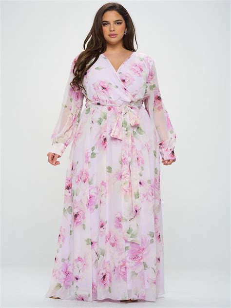 Abigail Plus Size Chiffon Maxi Dress In Lilac Curve Theory