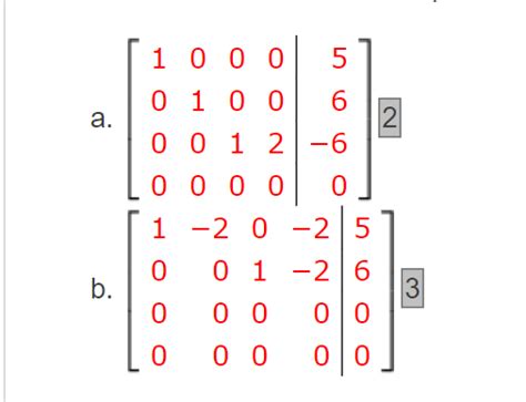 solved for each of the sels whose augmented matrices reduce