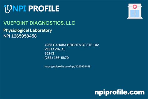 Vuepoint Diagnostics Llc Npi 1265958458 Physiological Laboratory In Vestavia Al