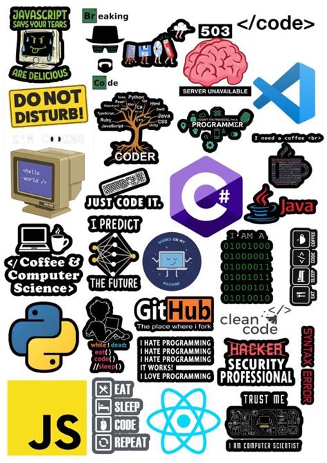 Programming Stickers Pack Of 30 Each Stickers Size 4 Cm Engineer