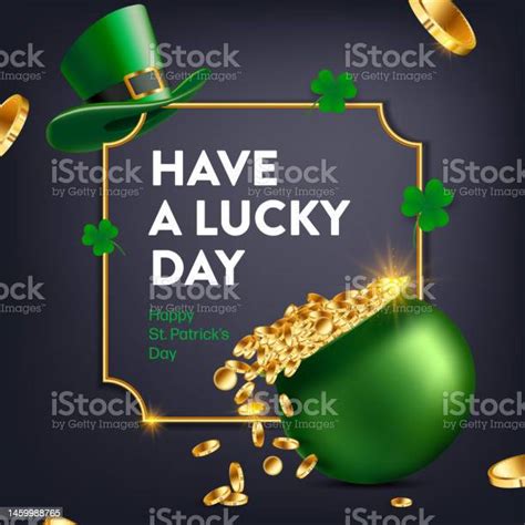 성 패트릭의 날 휴일의 상징은 돈 냄비와 금화와 토끼풀이 달린 녹색 레프러콘 모자입니다 St Patricks Day에 대한 스톡 벡터 아트 및 기타 이미지 St
