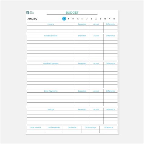Simple Budget Template Printable