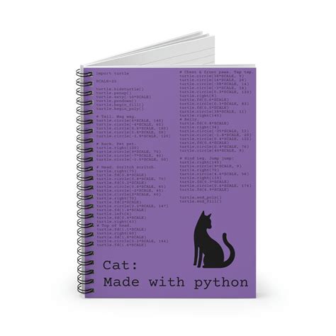 Computer Geek Cat Python Code Draw Art Spiral Notebook Etsy