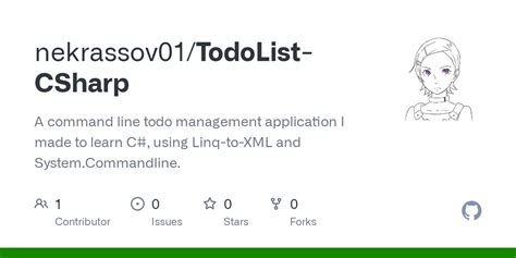 Github Nekrassov Todolist Csharp A Command Line Todo Management Application I Made To Learn