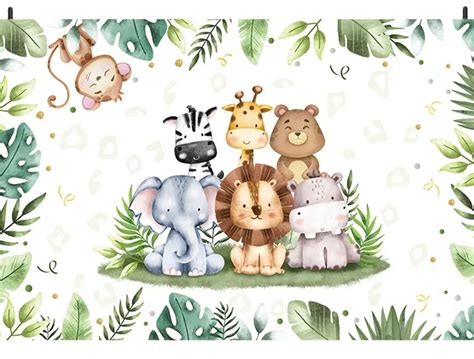 Safari Animal Theme Birthday Backdrop For Summer Theme Birthday Partie