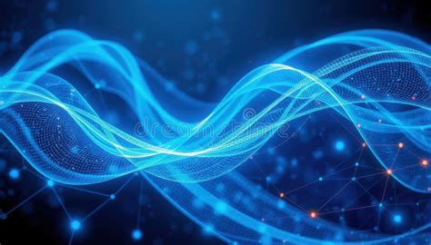 Futuristic Blue Waves With Glowing Particles Create Mesmerizing Visual Effect Representing