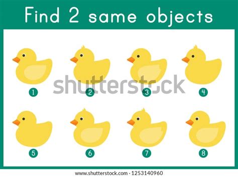 English Worksheet Find Two Same Objects Stock Vector Royalty Free 1253140960 Shutterstock
