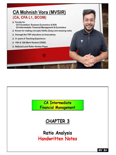 Fm Chapter 3 Handwritten Notes Pdf Financial Ratio Inventory