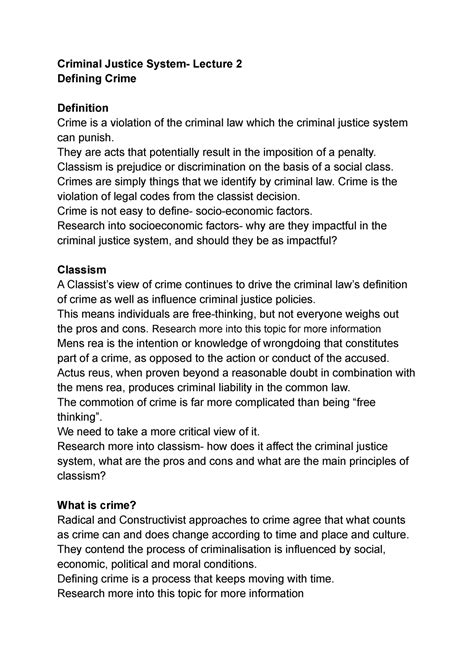 Cjs Lecture 2 Criminal Justice System Lecture 2 Defining Crime Definition Crime Is A