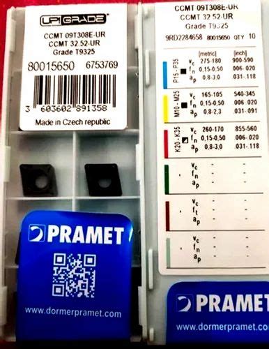 Dormer Ccmt 09t308 Pramet Boring Inserts Material Grade Ur T9325 At Rs 245 In Coimbatore