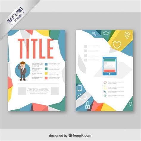 기하학적 기업 브로셔 무료 벡터