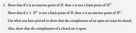 solved 1 show that if a is an interior point of b then a