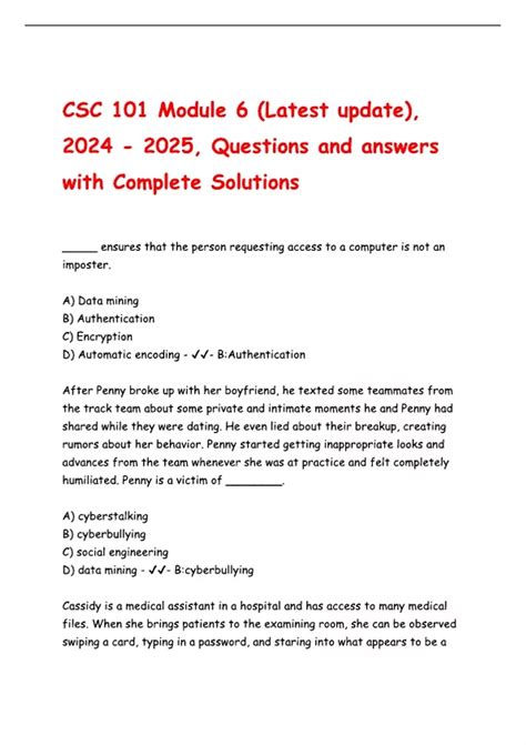 Csc 101 Module 6 Latest Update Questions And Answers With Complete Solutions Csc 101