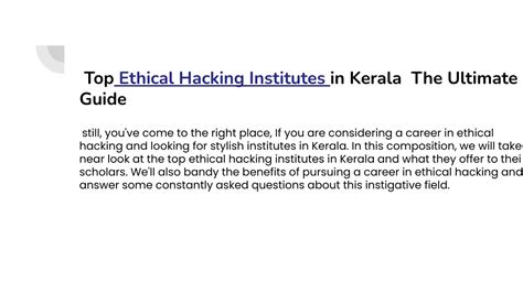 PPT The Best Ethical Hacking Institutes In Kerala A Comprehensive Guide PowerPoint