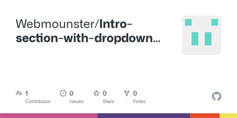 GitHub Webmounster Intro Section With Dropdown Navigation