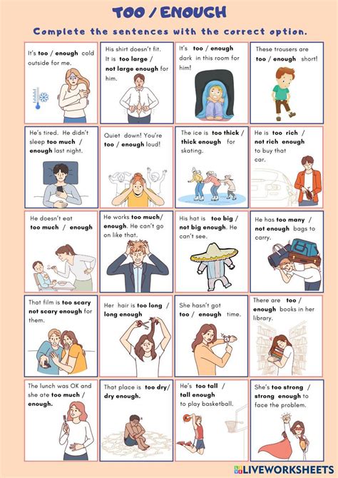 Too Enough Free Interactive Worksheets 7248294