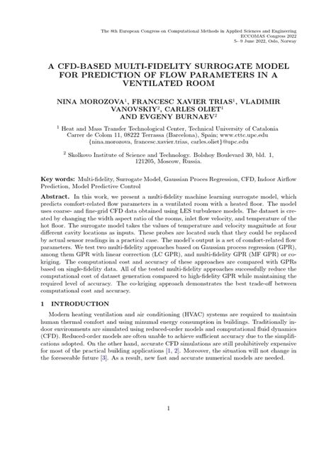 A Cfd Based Multi Fidelity Surrogate Model For Prediction Of Flow