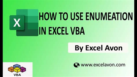 How To Use Enumeration In Excel Vba Excel Avon Youtube
