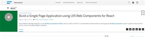 Tutorial Mission Build A Single Page Application Using Ui5 Web Components For React Set