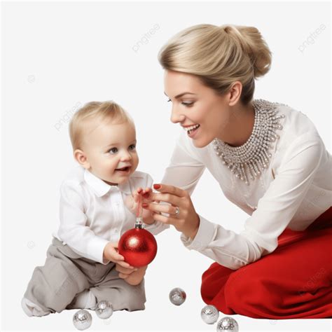 아기 아들에게 싸구려 크리스마스 트리를 장식하는 방법을 보여주는 어머니 엄마와 아기 크리스마스 가족 행복한 집 Png 일러스트 및 이미지 에 대한 무료 다운로드