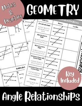 Angle Relationships Notes With Practice By Glee Geometry TpT