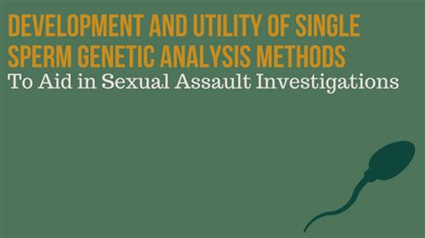 Development And Utility Of Single Sperm Genetic Analysis Methods To Aid In Sexual Assault