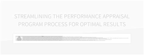 streamlining the performance appraisal program process for optimal