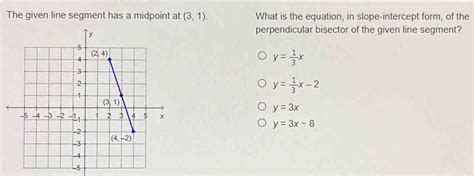 Solved The Given Line Segment Has A Midpoint At 31 What Is The