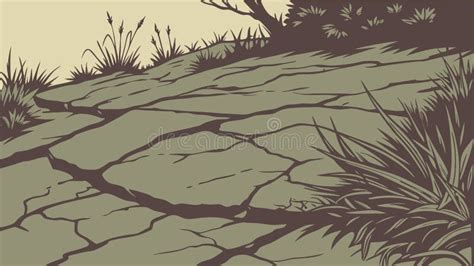 Uneven Cracked Ground With Grass Vector Texture Vector Design