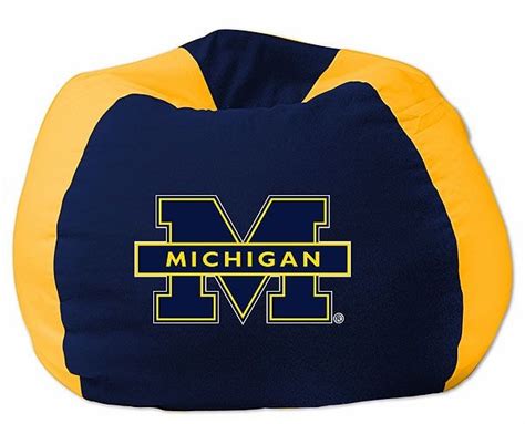 University Of Michigan Bean Bag Chair In Blue And Yellow Michigan
