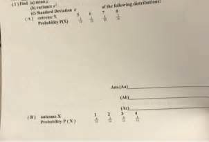 Solved Find Mean Mu Variance Sigma 2 Standard Deviation