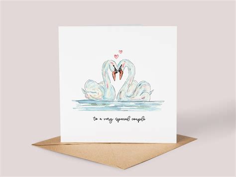 Swan Wedding Card Swan Anniversary Card Personalised Card