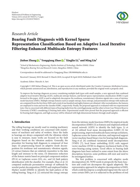 pdf bearing fault diagnosis with kernel sparse representation