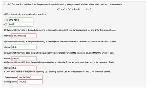 Solved 1 Point The Function S T S T Describes The