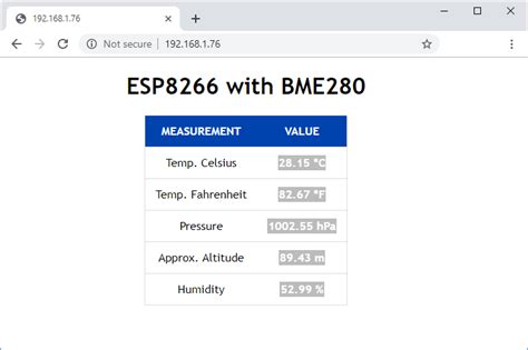 Esp8266 With Bme280 Using Arduino Ide Pressure Temperature Humidity